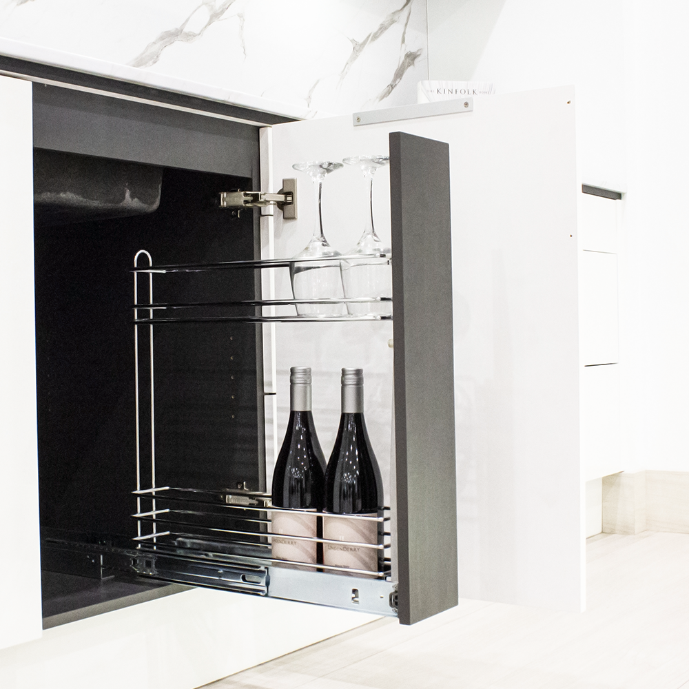 Slimline Pull Out Unit, Soft Closing (Chrome) - Nikpol