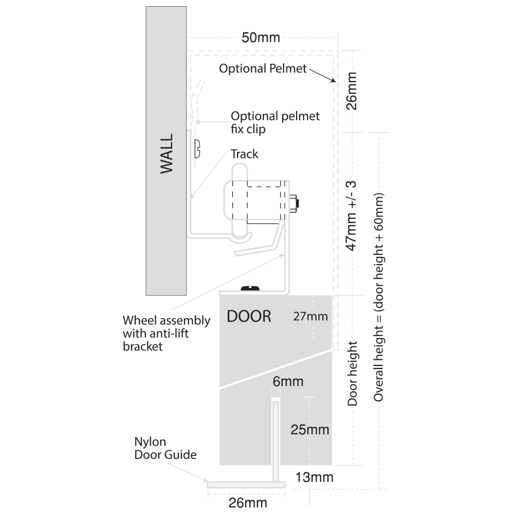 Arrow Sliding Door Track System | Light Duty | 30Kg Per Door - Nikpol