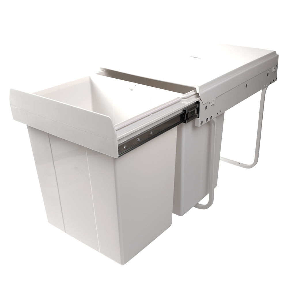 Slide Out Twin Slimline Waste Bin, Self Closing, 1 X 20 Litre, 1 X 10 ...