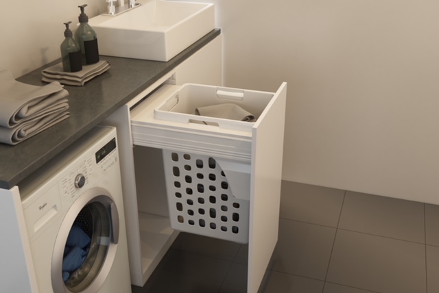 Dwd Laundry Basket, 1 X 48 Litres, 450W Cabinet (White) - Nikpol