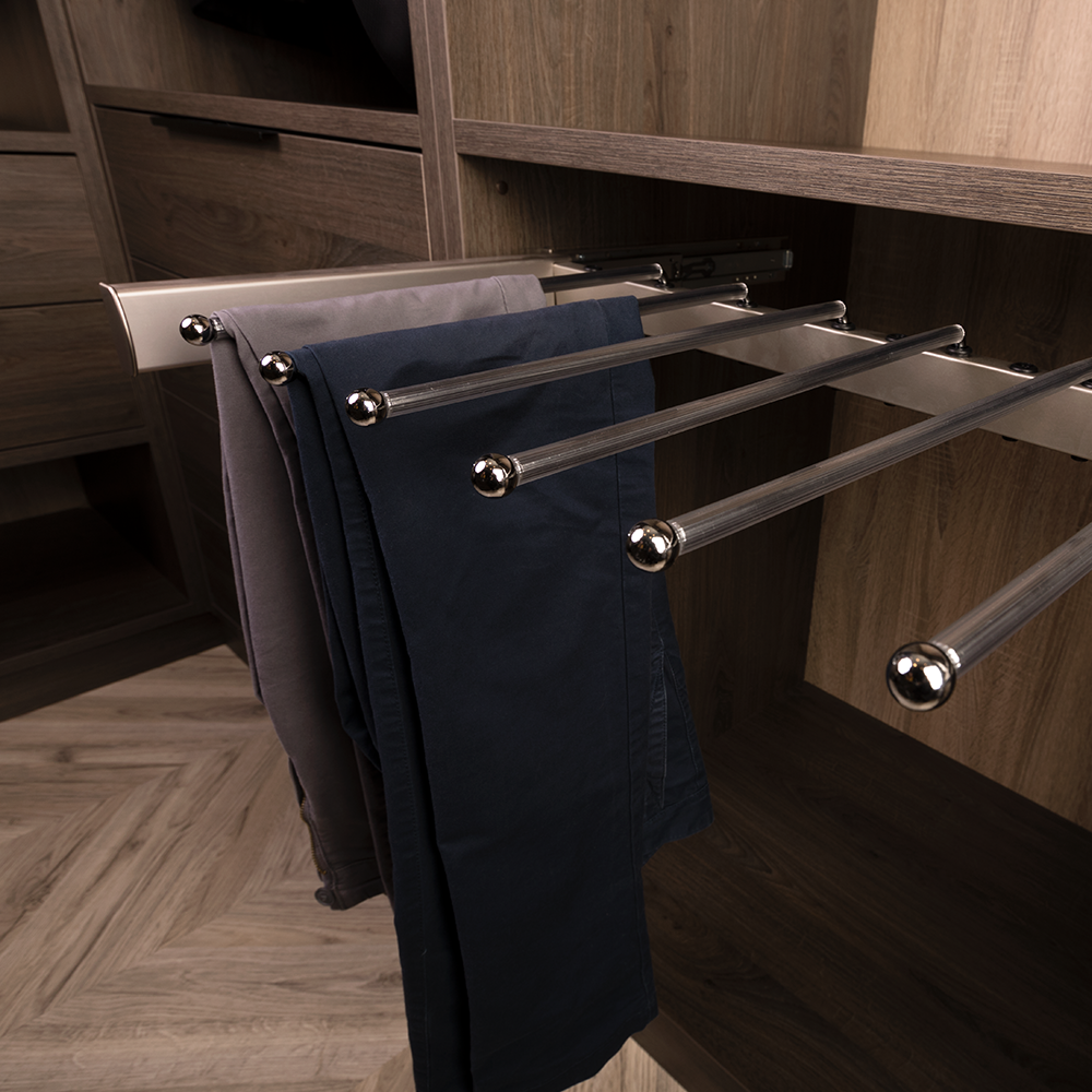 Pants Rack, Soft Close, 900Mm Width (Satin Nickel) - Nikpol